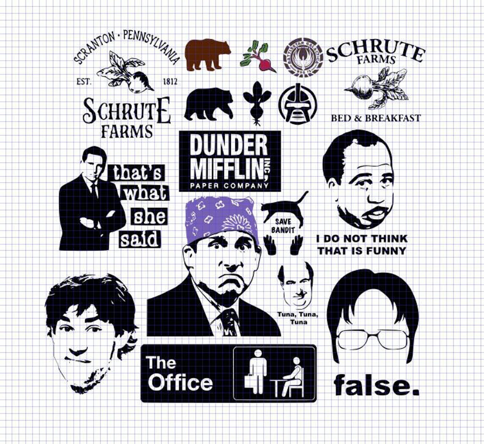 The Office SVG PNG Custom Cut / Print Files Dunder | Etsy