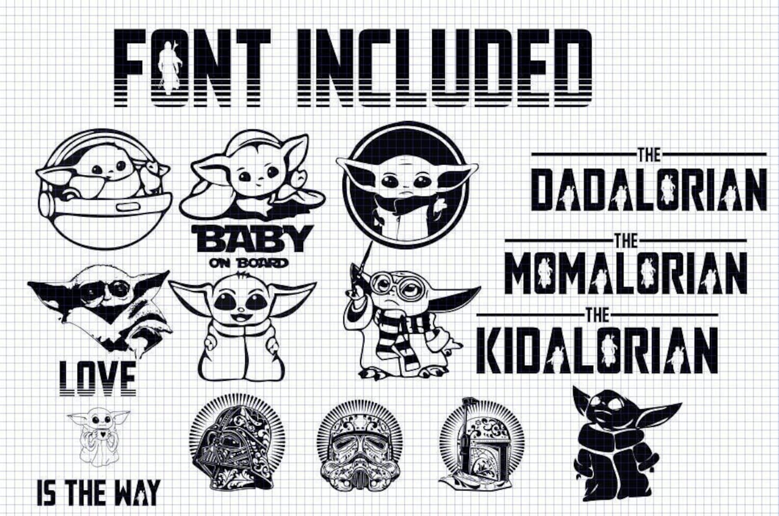 Grogu Baby Yoda SVG Starwars Cut File Mandalorian Plus Extras ...
