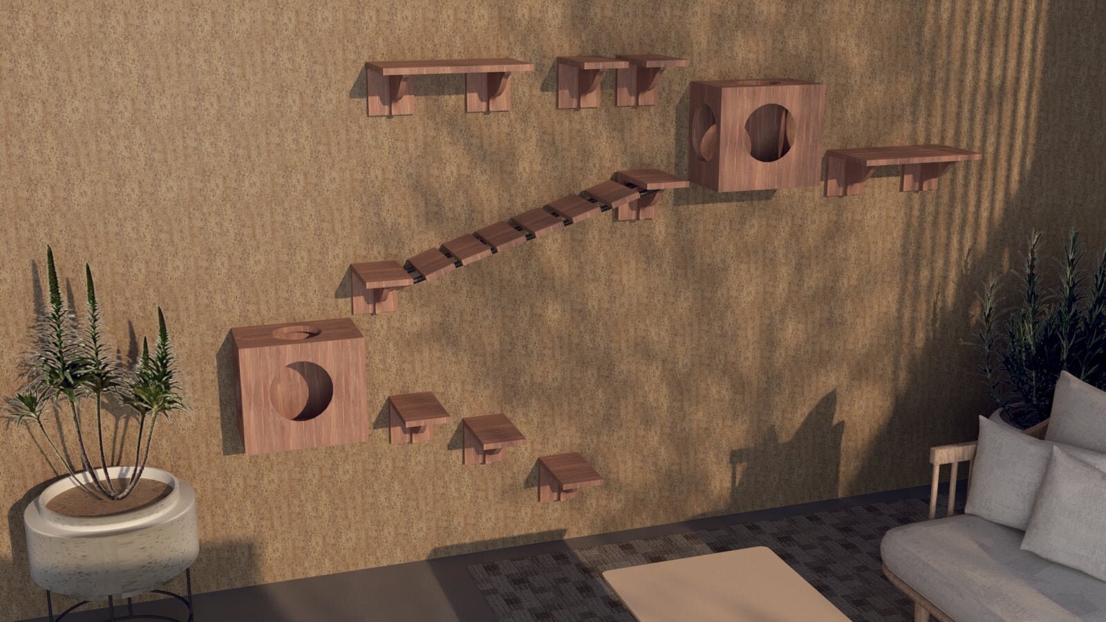 Cat Wall Playground Full Plan Cat Shelves Pdf Full Step By Etsy