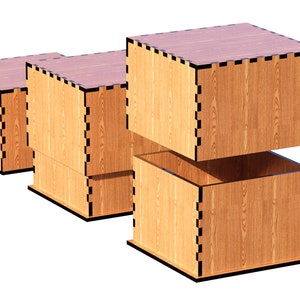 Laser Cut Box File 100x100x70mm/ Laser Files Box EPS DXF SVG Vector ...