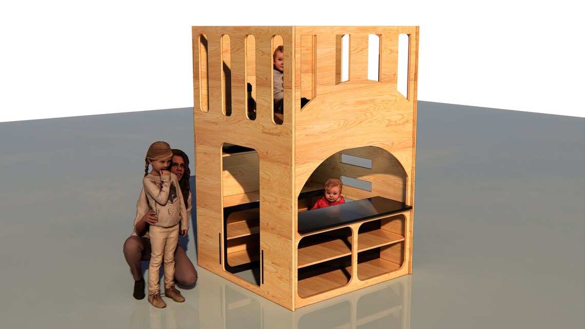 CNC Project for Kids Cubby House Playground With Stairs and - Etsy