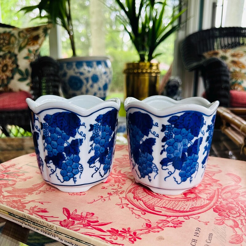 Blue and White Planter - Etsy