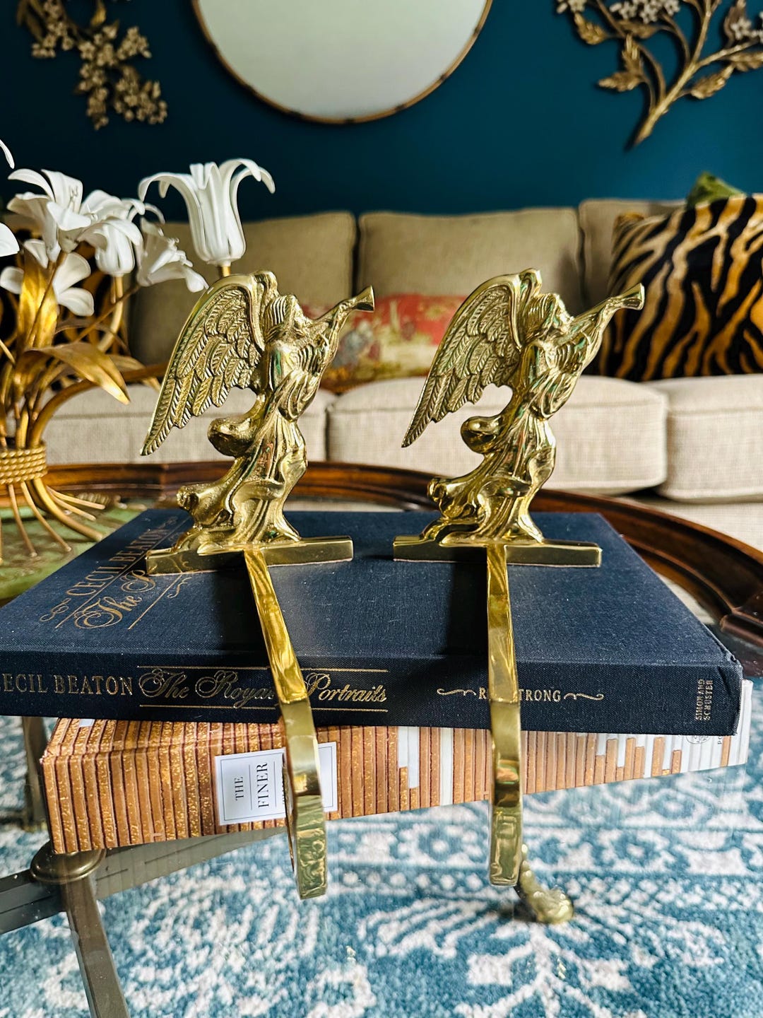 Pair of Vintage Solid Brass Angel Stocking Holders - Etsy