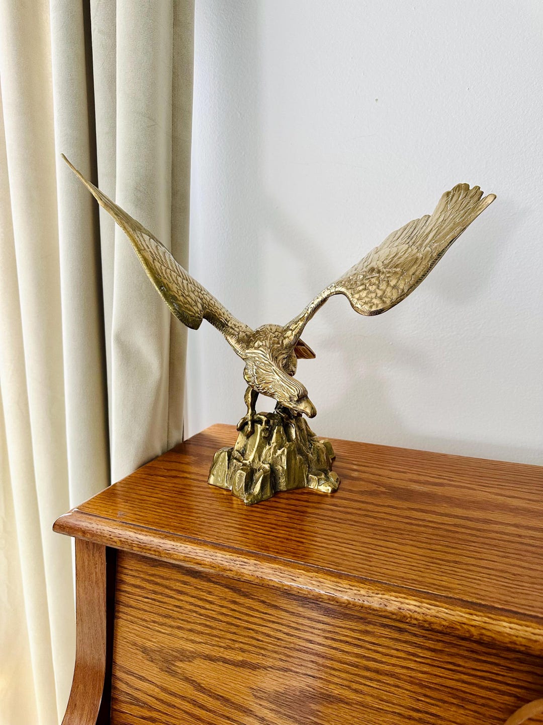 Vintage Large Brass Eagle Sculpture - Etsy