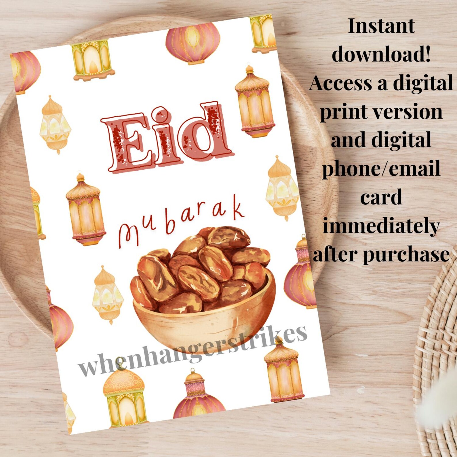 Digital Download Eid Card | Eid Mubarak Card | Eid Card | Eid Lantern ...