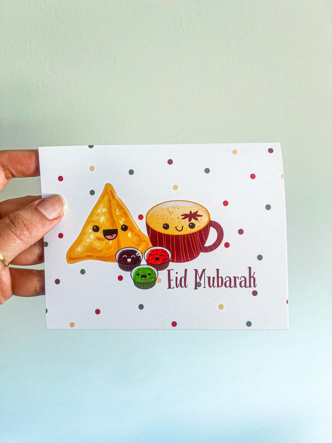 Eid Greeting Card - Cute Eid Card - Eid Mubarak Card - Samosa Family ...