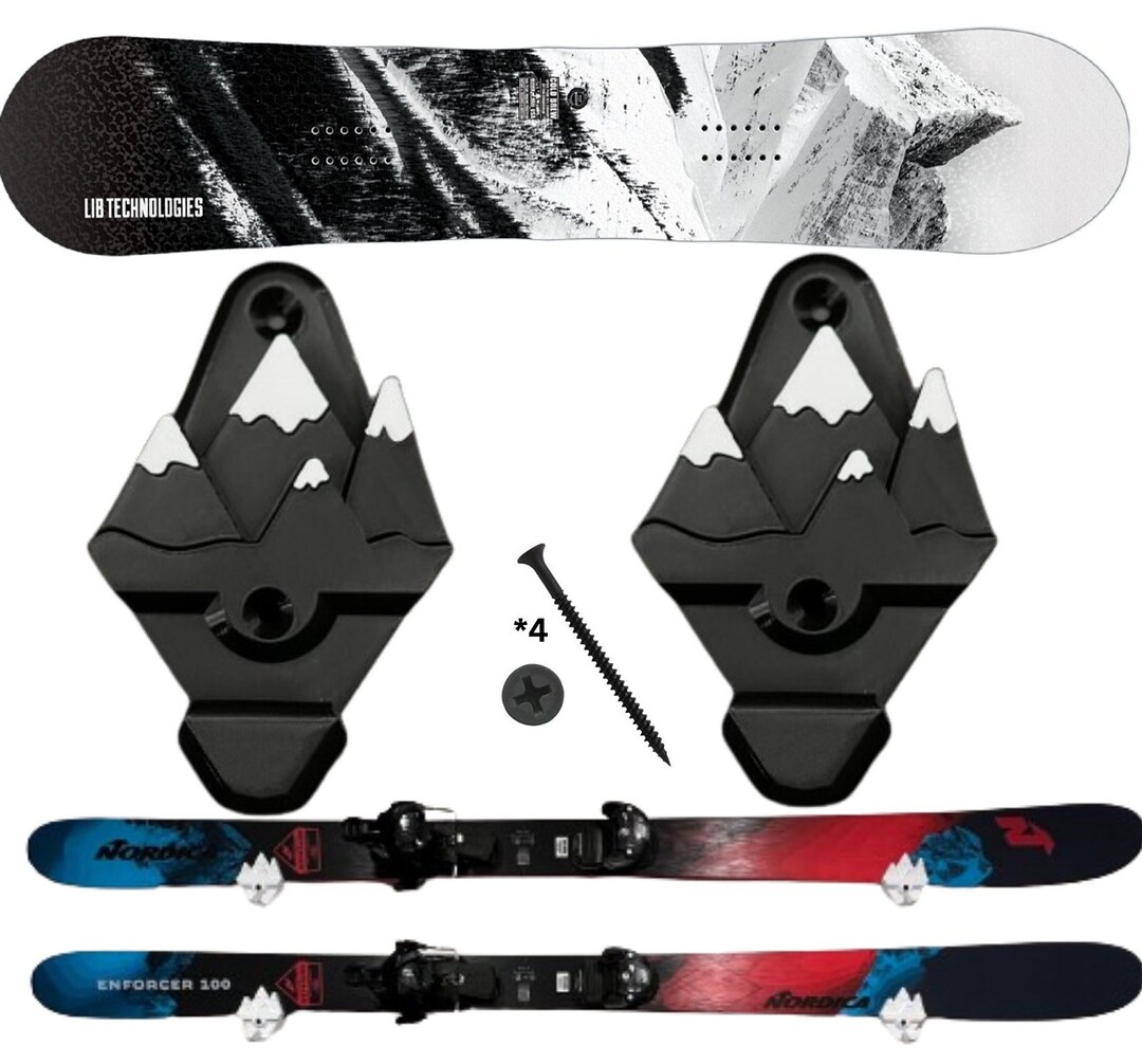 Snow Skis/snowboard Wall Mounts With Hooks & Screws Snowboard/ski Indoor Storage Gift for Snow ...