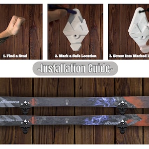 Snow Ski Wall Mounts With Hooks | Extra Width to Fit Any Snow Skis ...
