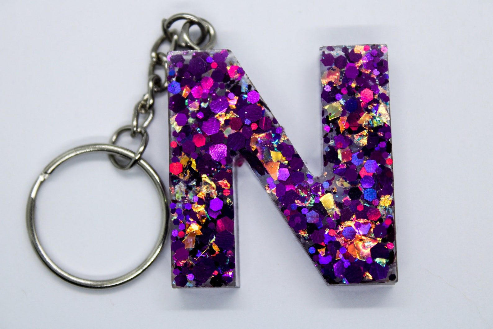 Resin initial keychain letter N ready to ship | Etsy