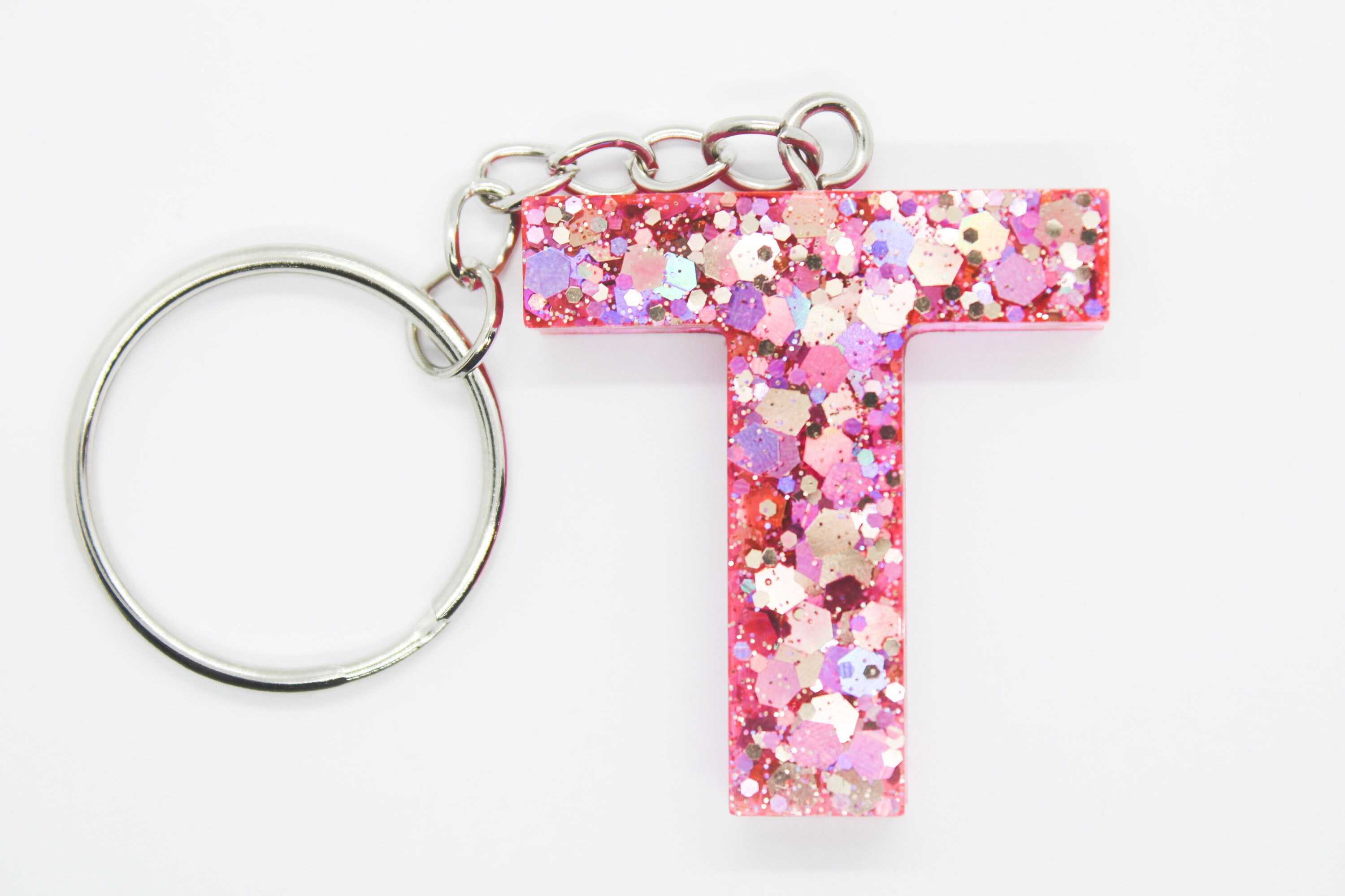 Resin initial keychain letter T ready to ship | Etsy