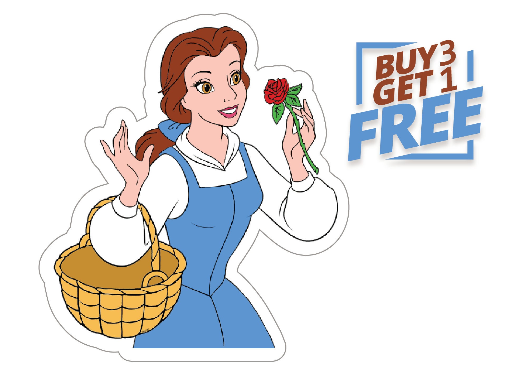 Belle princess Sticker Vinyl Die Cut Sticker | Etsy