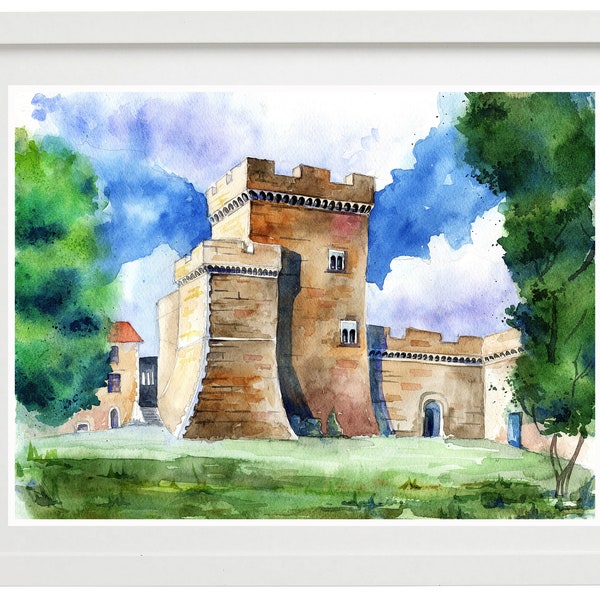 Castle Watercolor - Etsy