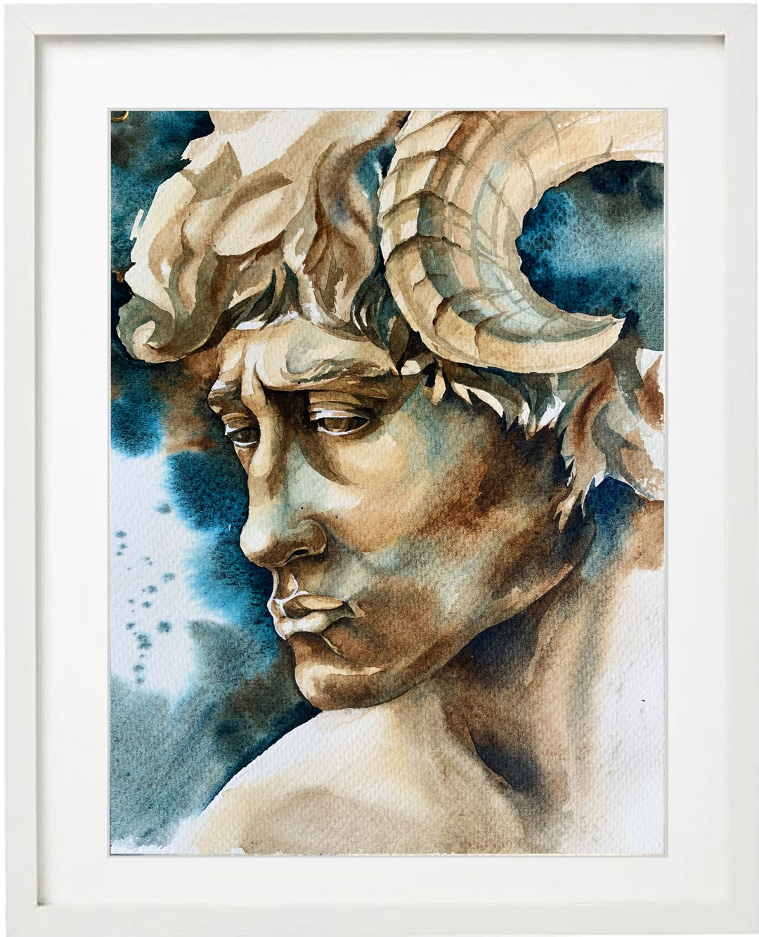 Greek Mythology Anatomy Art Watercolor Painting Ancient Sculpture Head ...