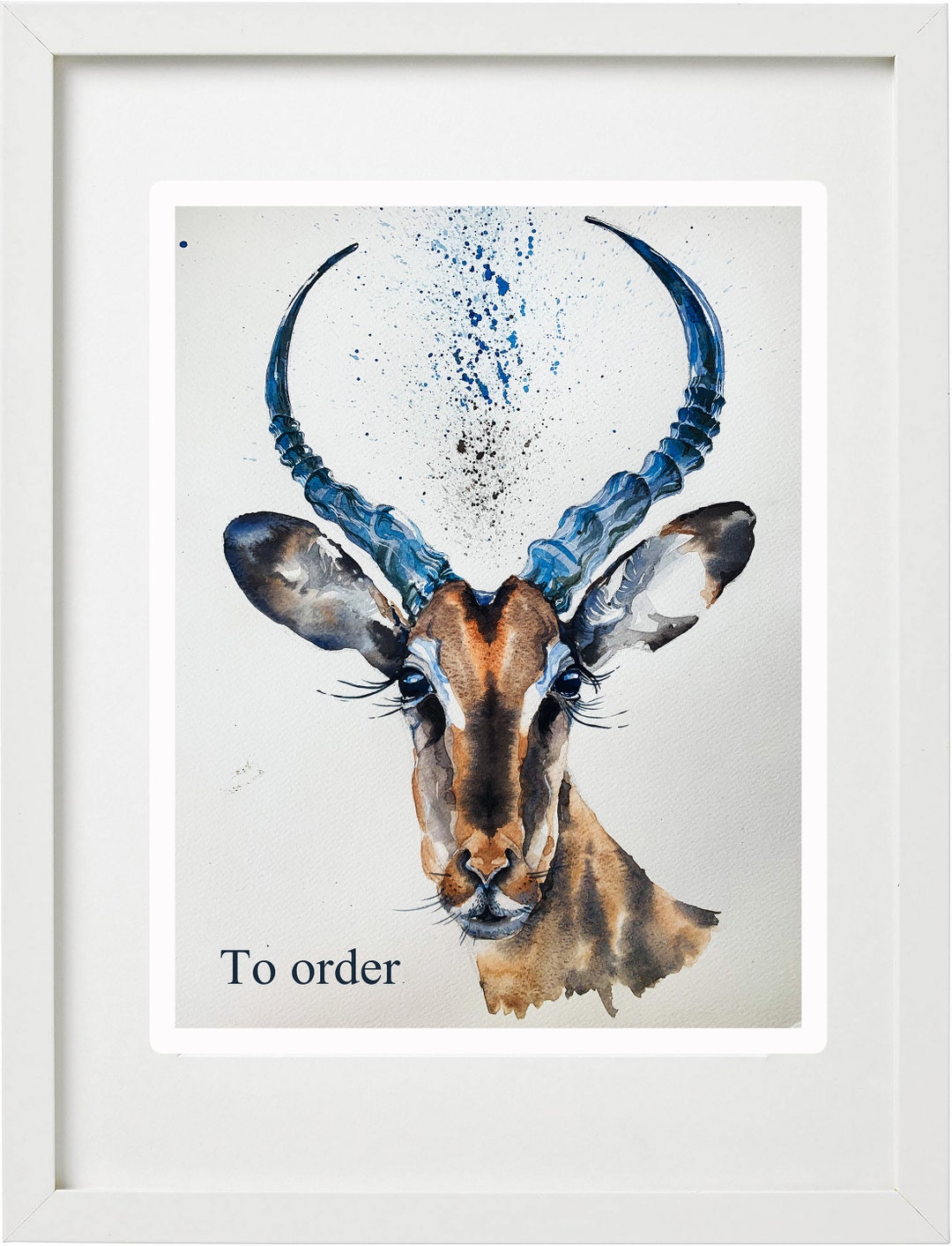 Antelope Watercolor Painting Original Godfathers Gift Safari Apartment ...