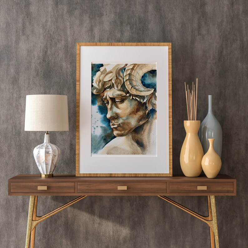 Ancient Sculpture Head Faun Watercolor: Ancient Rome Sculpture ...