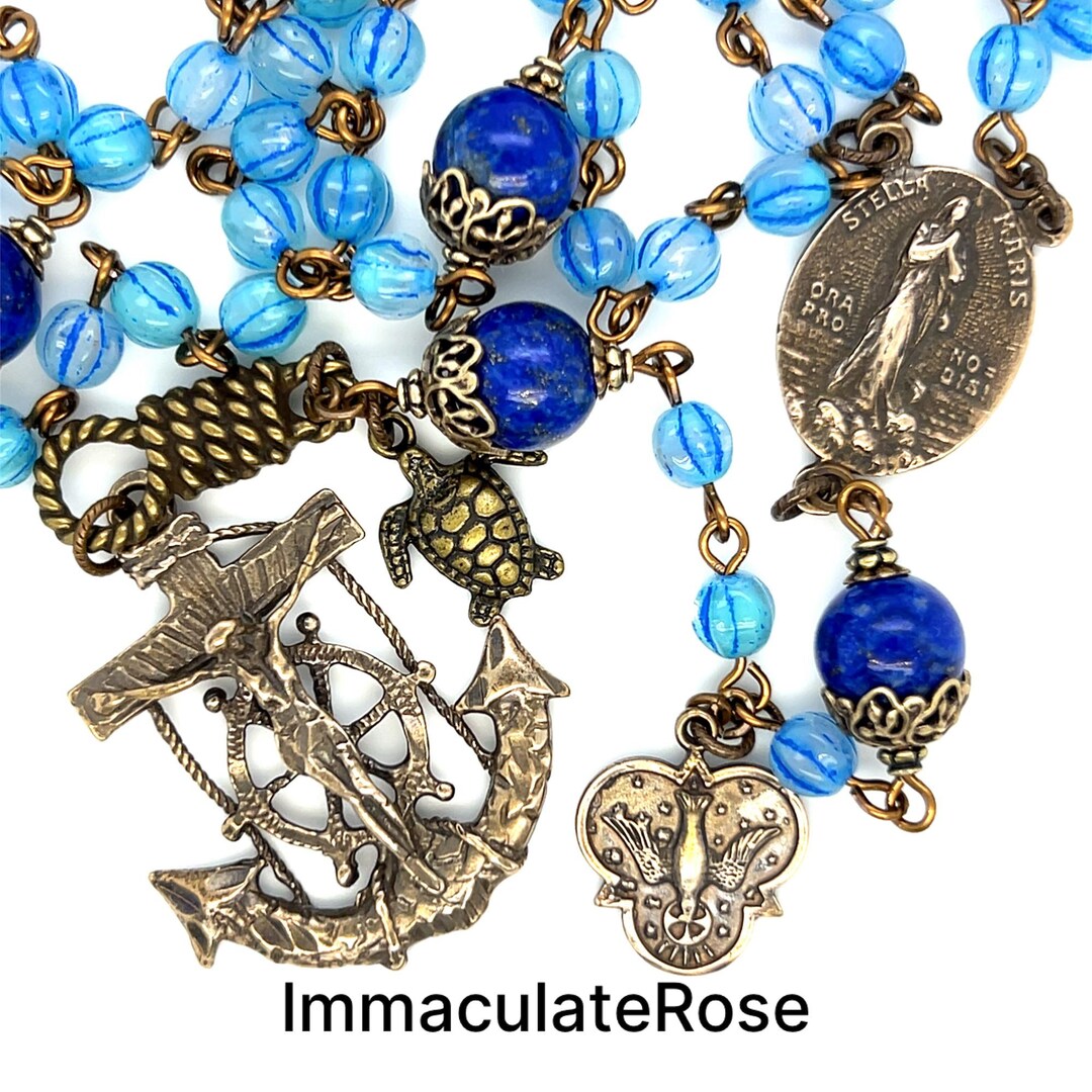 Stella Maris Holy Spirit Mariner's Lapis Lazuli Gemstone and Czech ...
