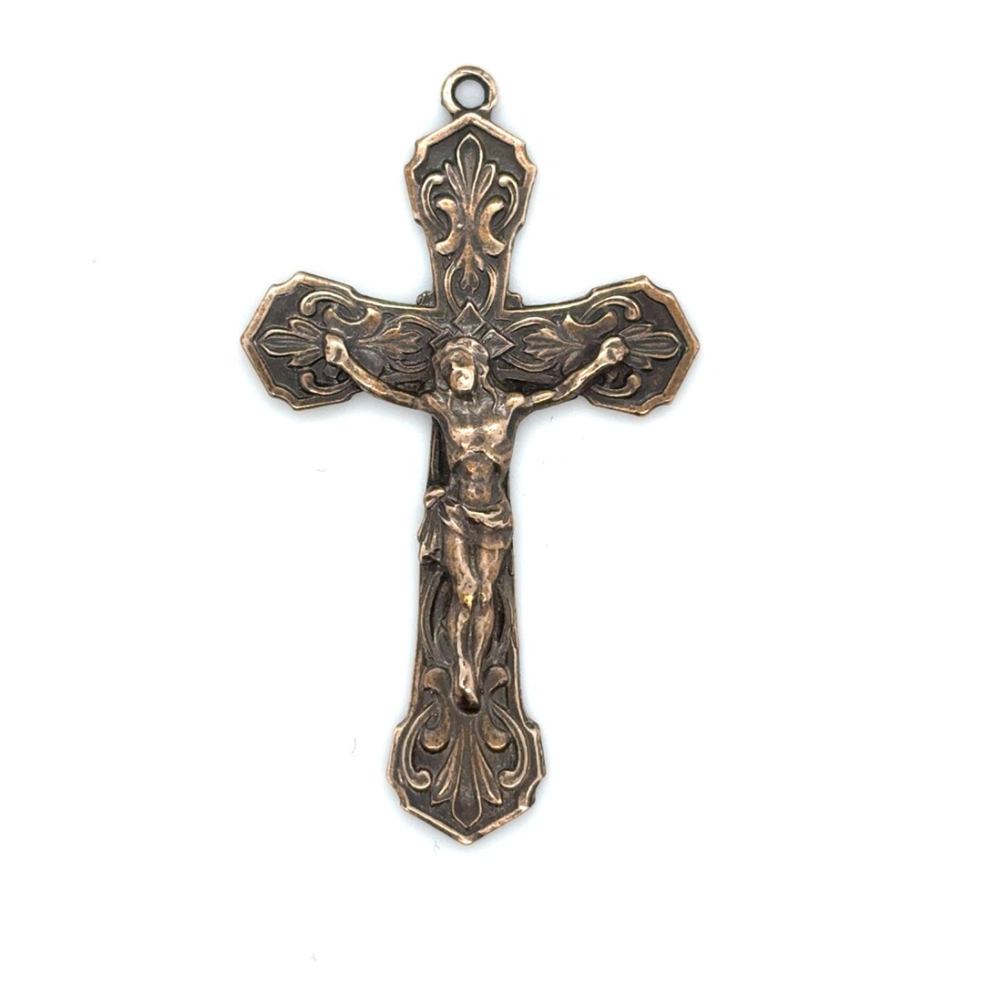 Delicate Pattern Crucifix - Sterling Silver or Bronze - Rosary Parts ...