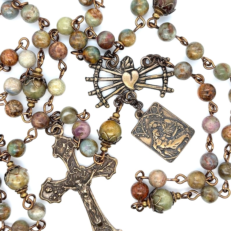 Seven Sorrows La Pieta Chaplet: Ruby Fuchsite Gemstone - Immaculaterose ...
