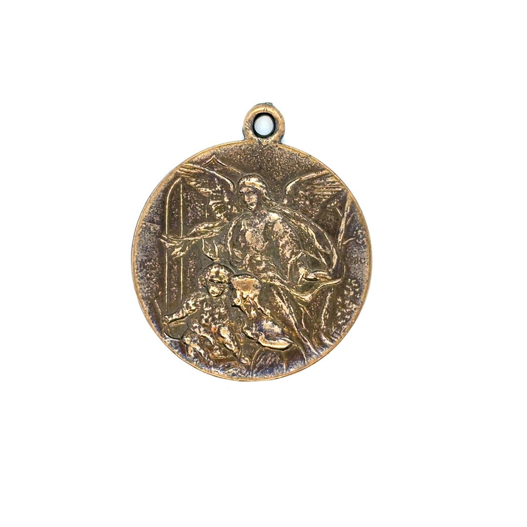 Guardian Angel Medal - Sterling Silver or Bronze - Rosary Parts 1535 ...