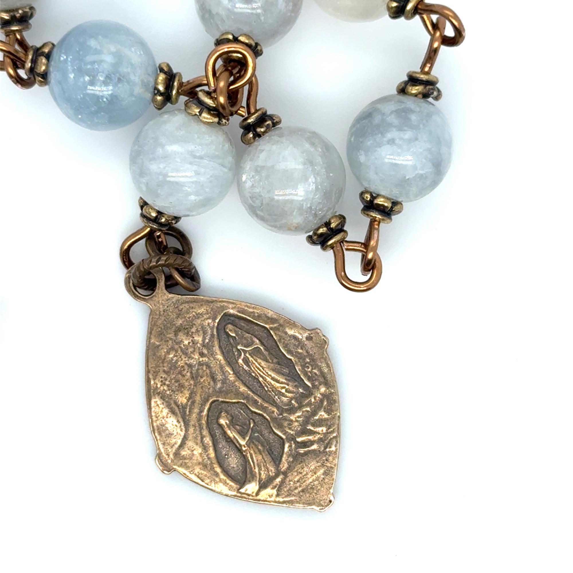 Sacred Heart Our Lady of Lourdes Rosary: Celesite Gemstone 1 Decade ...