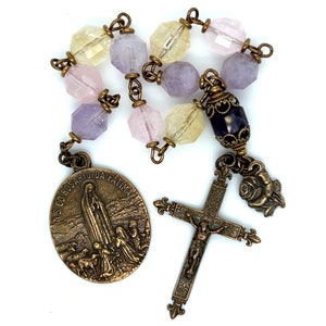 Our Lady of Fatima Rose Miraculous Medal Amethyst Citrine and Rose ...