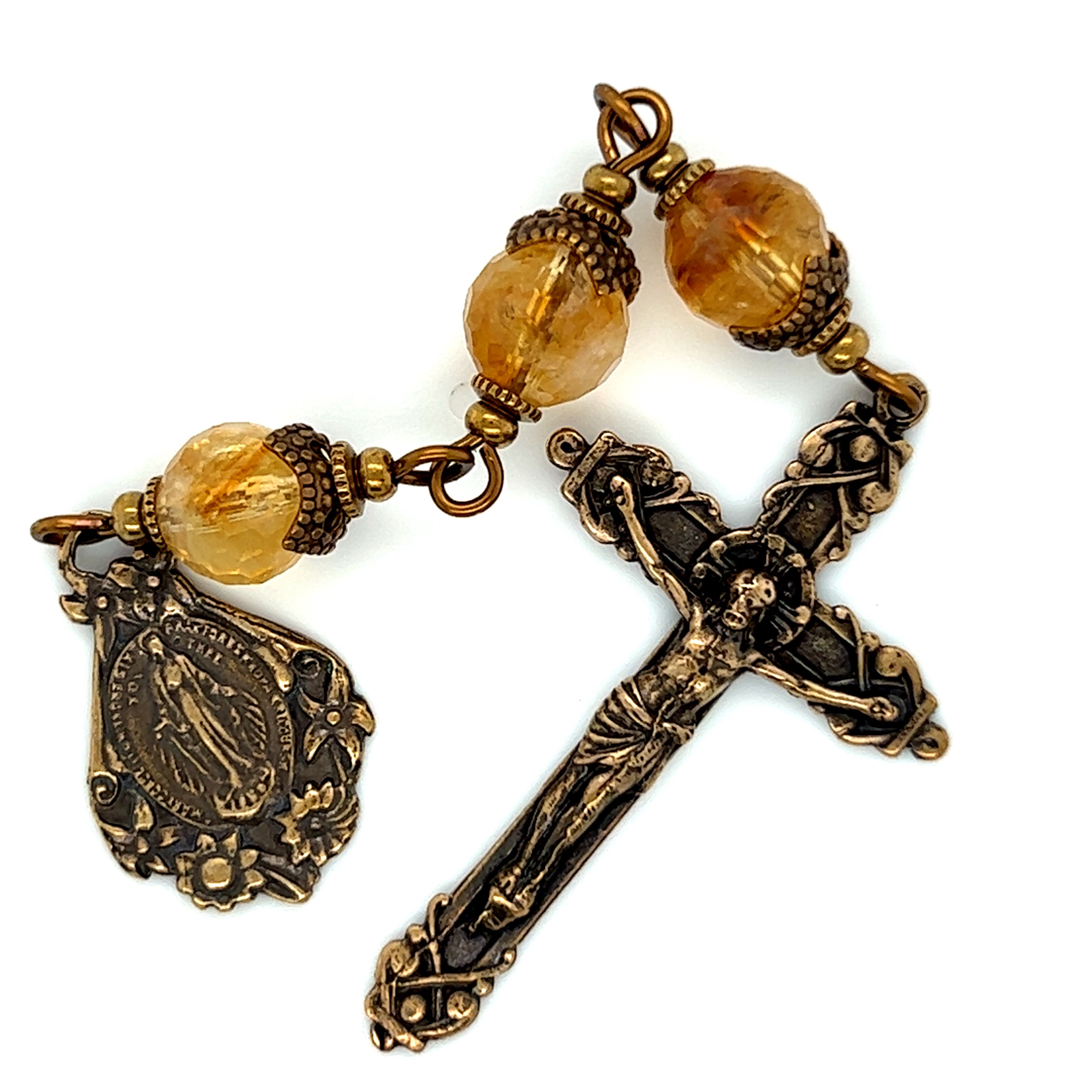 Three Hail Mary Miraculous Medal Citrine Gemstone Chaplet - Etsy