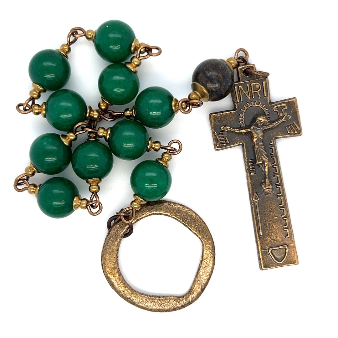 Irish Penal Emerald Jade Gemstone Bronze 1 Decade Tenner Rosary ...