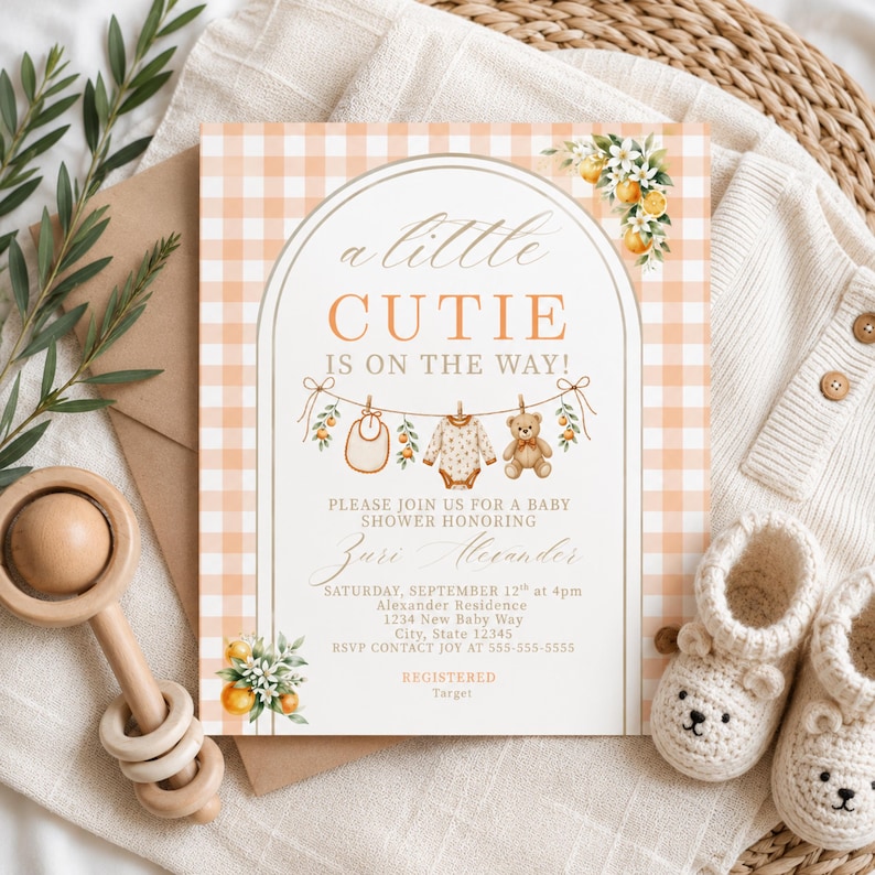 Baby Shower Invitation Little Cutie Template, Editable Canva Invite ...
