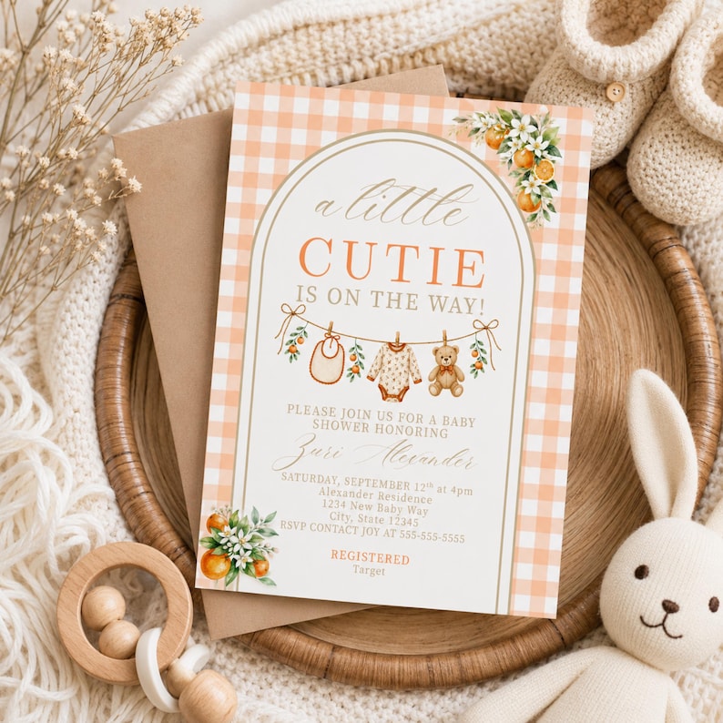 Baby Shower Invitation Little Cutie Template, Editable Canva Invite ...