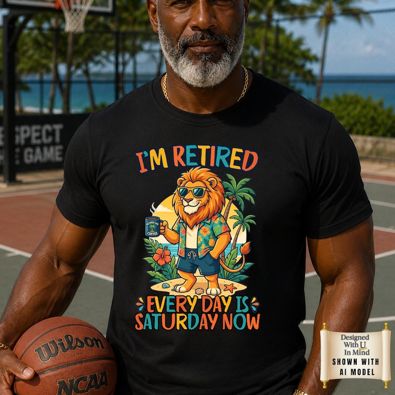 Retired Gift PNG Retirement Party Design Beach Vacation Tropical Lion ...