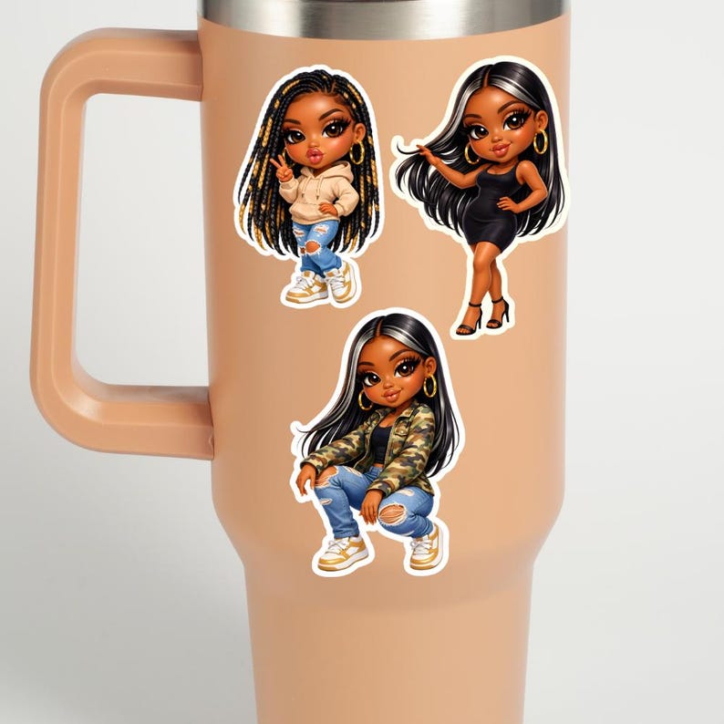 Pretty Paid Unbothered 6 PNG Sticker Pack, Black Girl Boss Digital ...