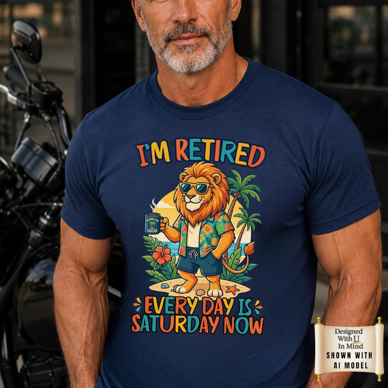 Retired Gift PNG Retirement Party Design Beach Vacation Tropical Lion ...