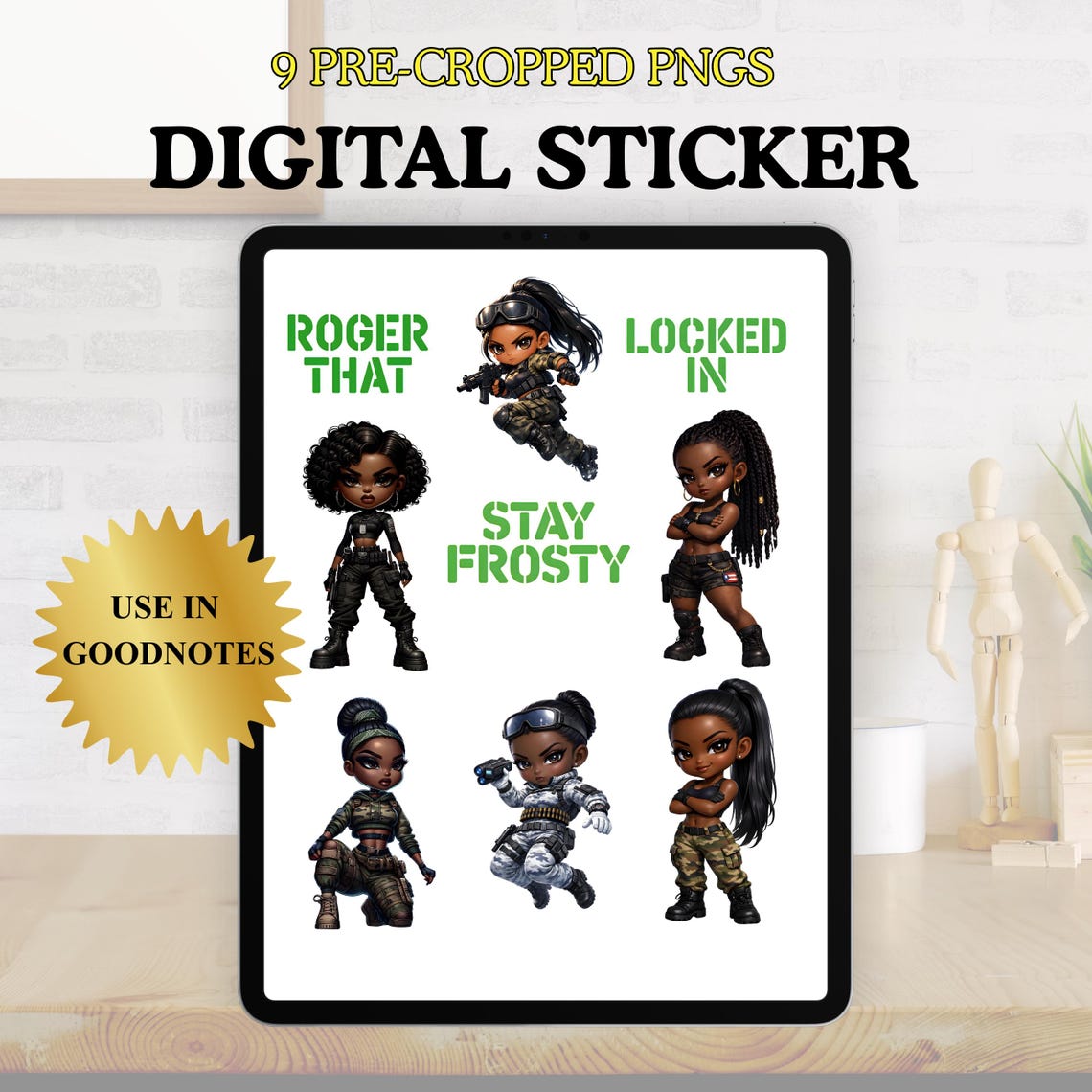 Military Baddies Sticker Pack PNG, Black Girl Army Clipart Bundle - Etsy
