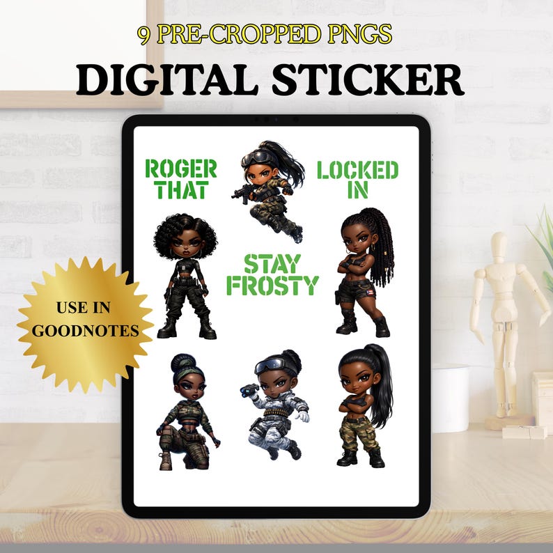 Military Baddies Sticker Pack PNG, Black Girl Army Clipart Bundle - Etsy