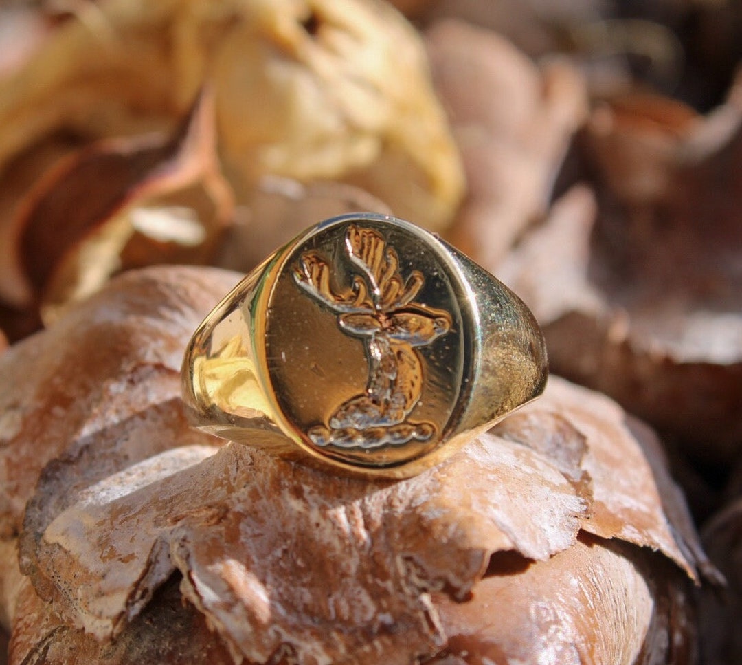 Vintage Stag Signet Ring, 9ct Gold, UK Size U/US Size 10 - Etsy