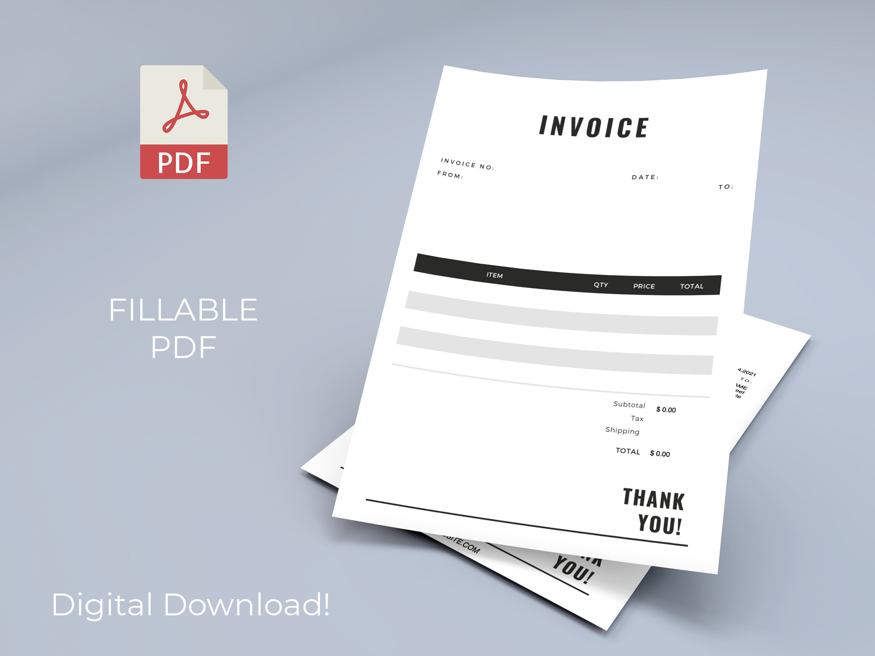 Invoice Template | Fillable Editable PDF Invoice | Printable Invoice ...