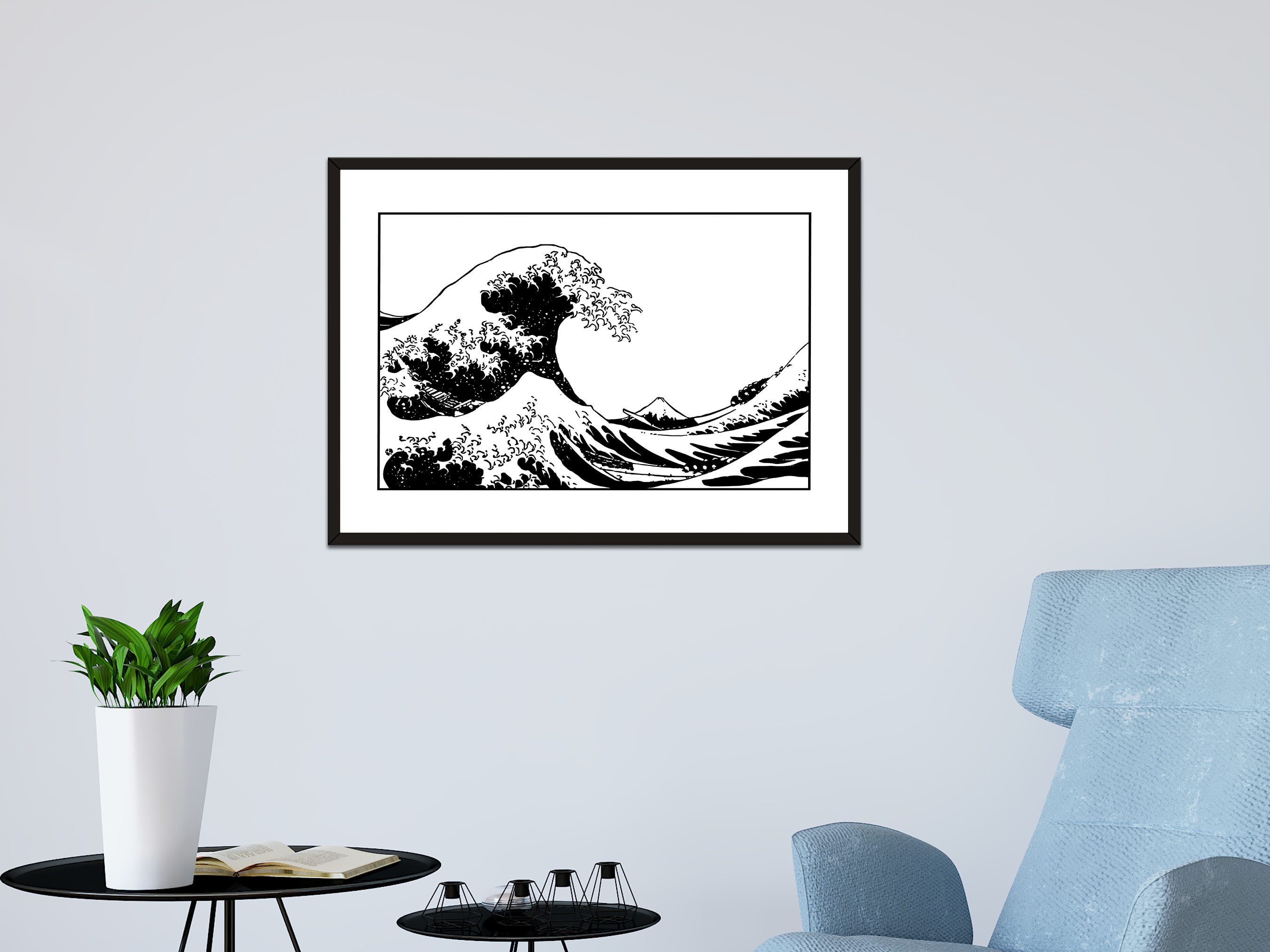 Black Great Wave Kanagawa Wall Art, Japanese Aesthetic Print, Great ...