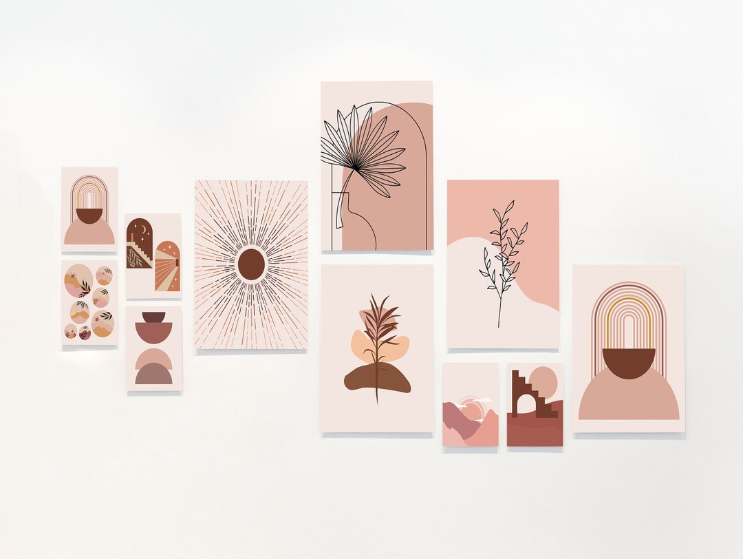 Neutral Boho Gallery Wall Art Set of 10, Boho Decor Wall Art Prints ...