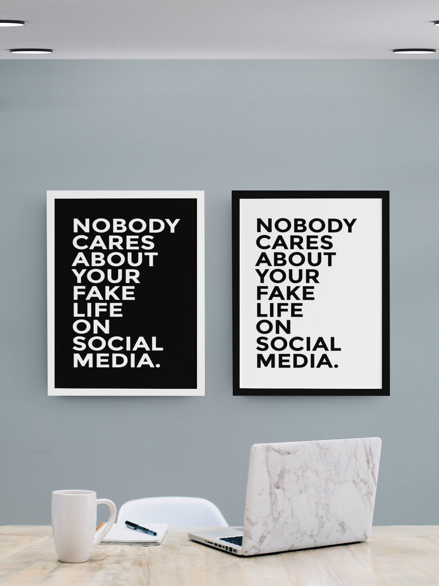 Nobody Cares About Your Fake Life on Social Media Wall Art, Social ...