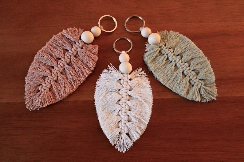 Feather Leaf Macrame Keychain Accessoryfree Shippingkeyring - Etsy