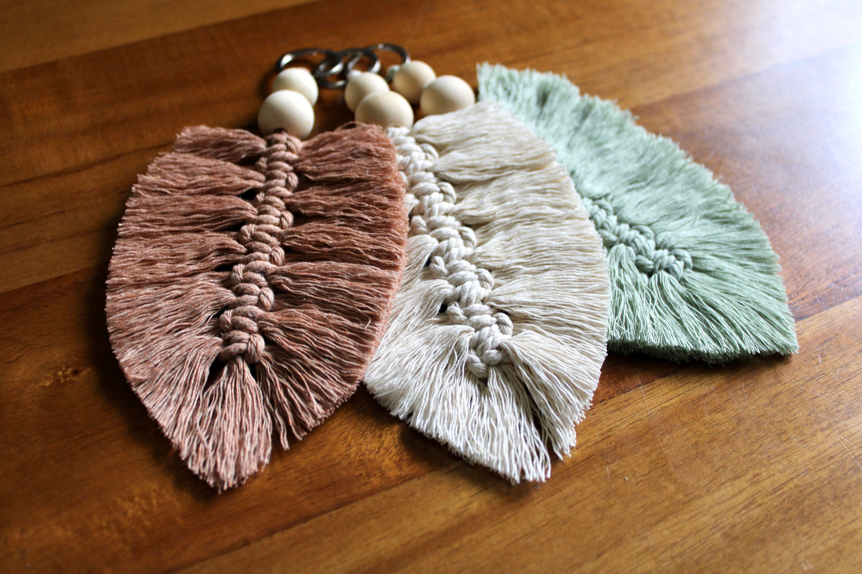 Feather Leaf Macrame Keychain Accessoryfree Shippingkeyring - Etsy