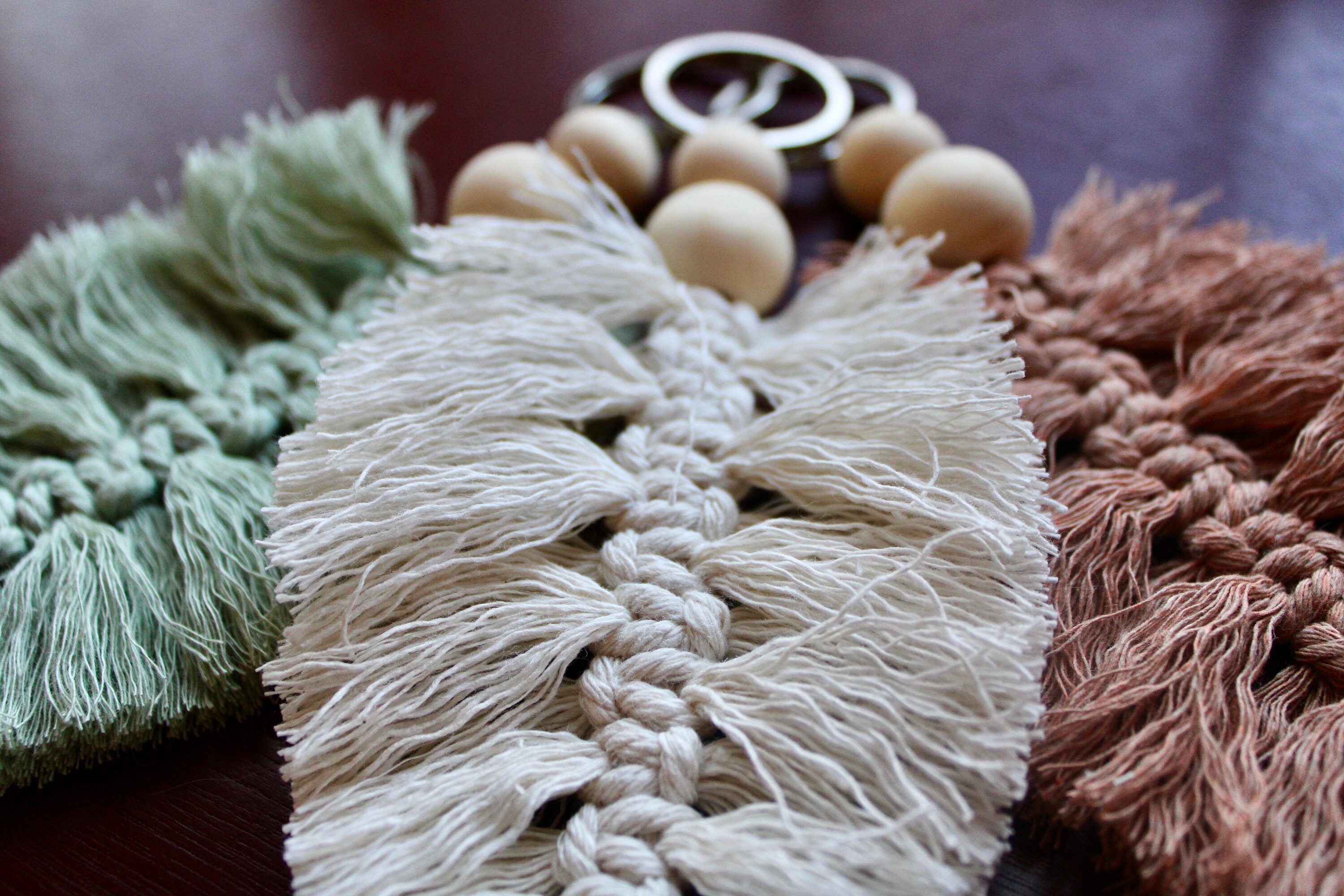 Feather Leaf Macrame Keychain Accessoryfree Shippingkeyring - Etsy