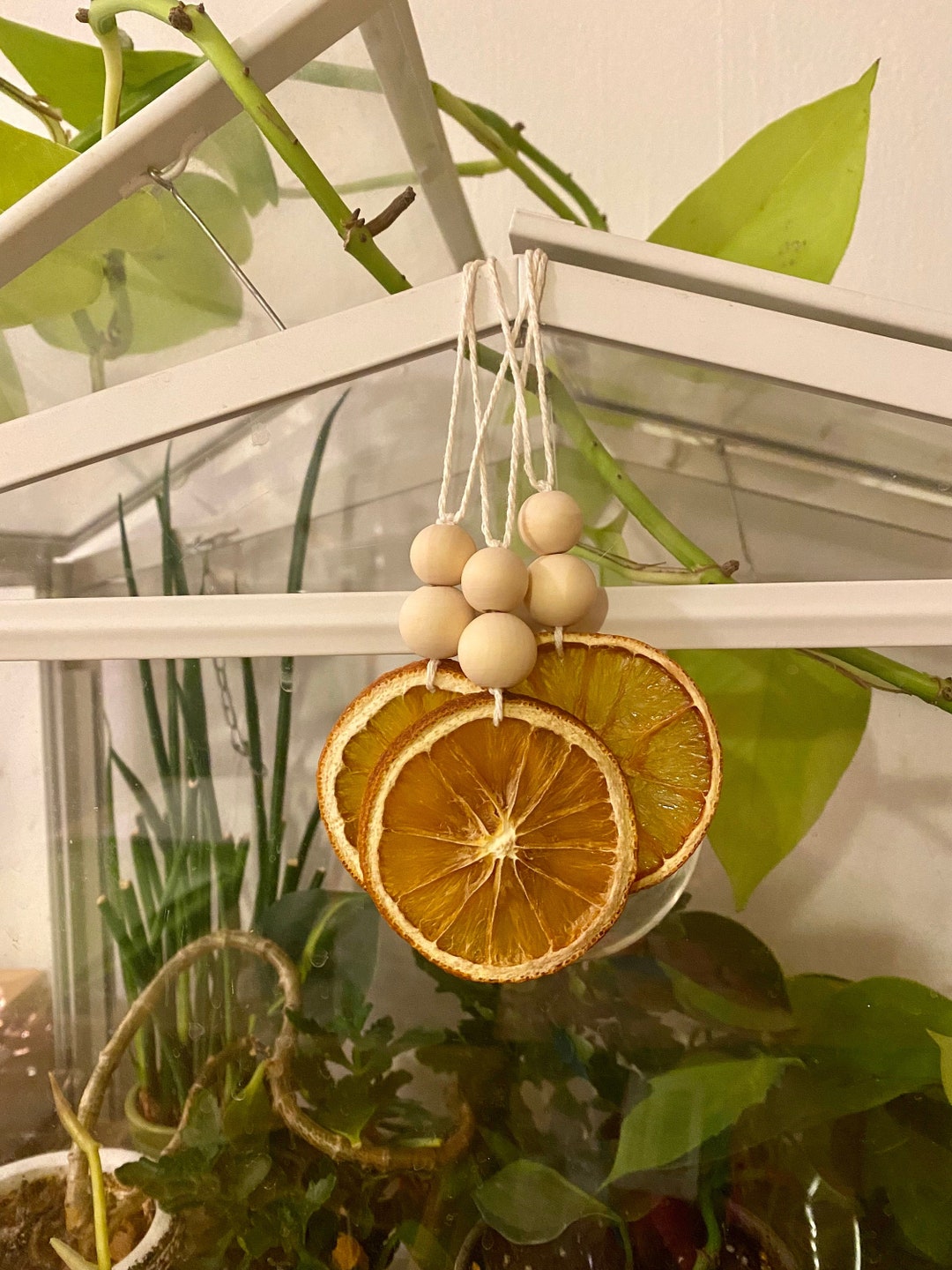 Dried Orange Ornament Set of 3 - Beaded Boho Modern Holiday Decor ...
