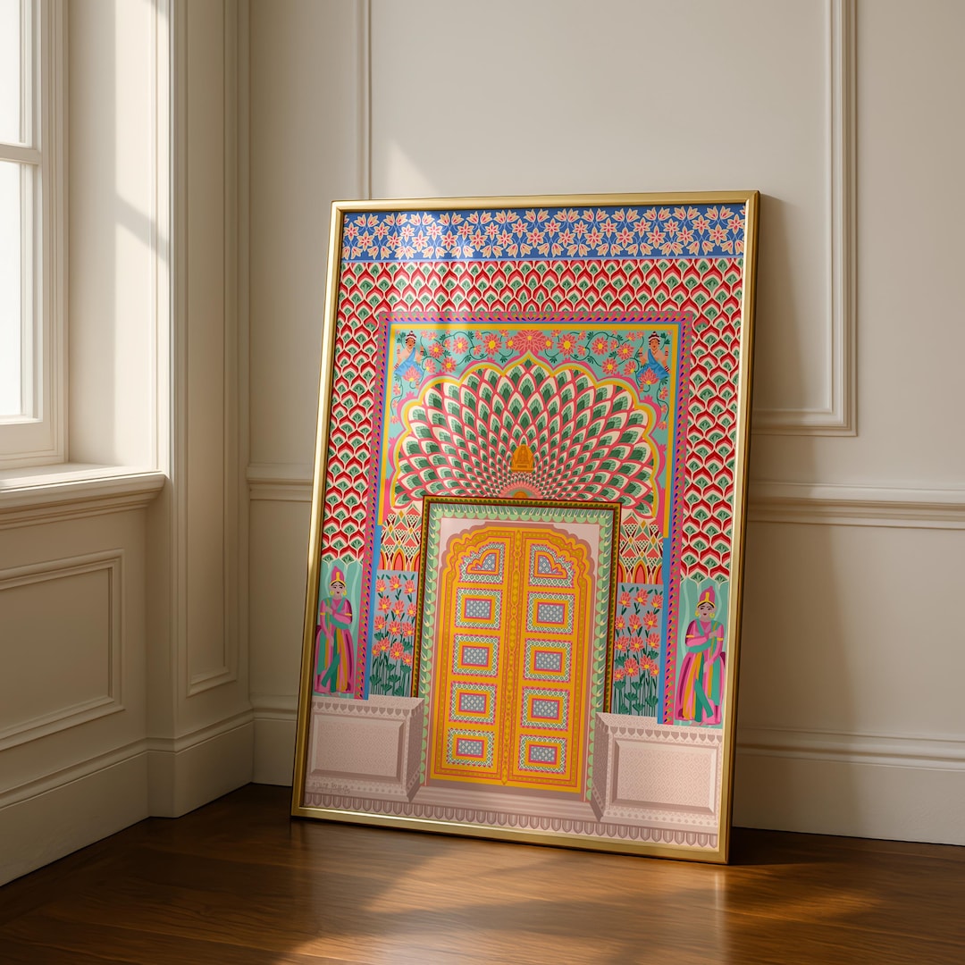 Lotus Gate Print / India Illustration / Jaipur Illustration - Etsy