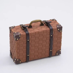 1:6 Dollhouse Miniature Mini Simulation Suitcase Retro Woven Handbag ...