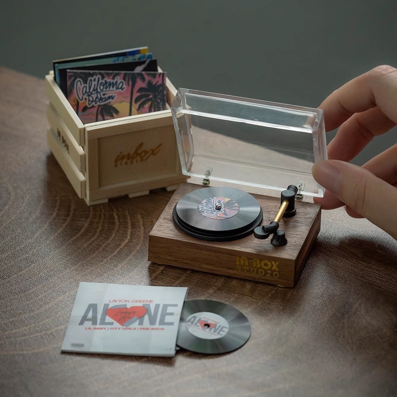 Dollhouse Miniature Vinyl Record Player & Candlestick Model - Etsy