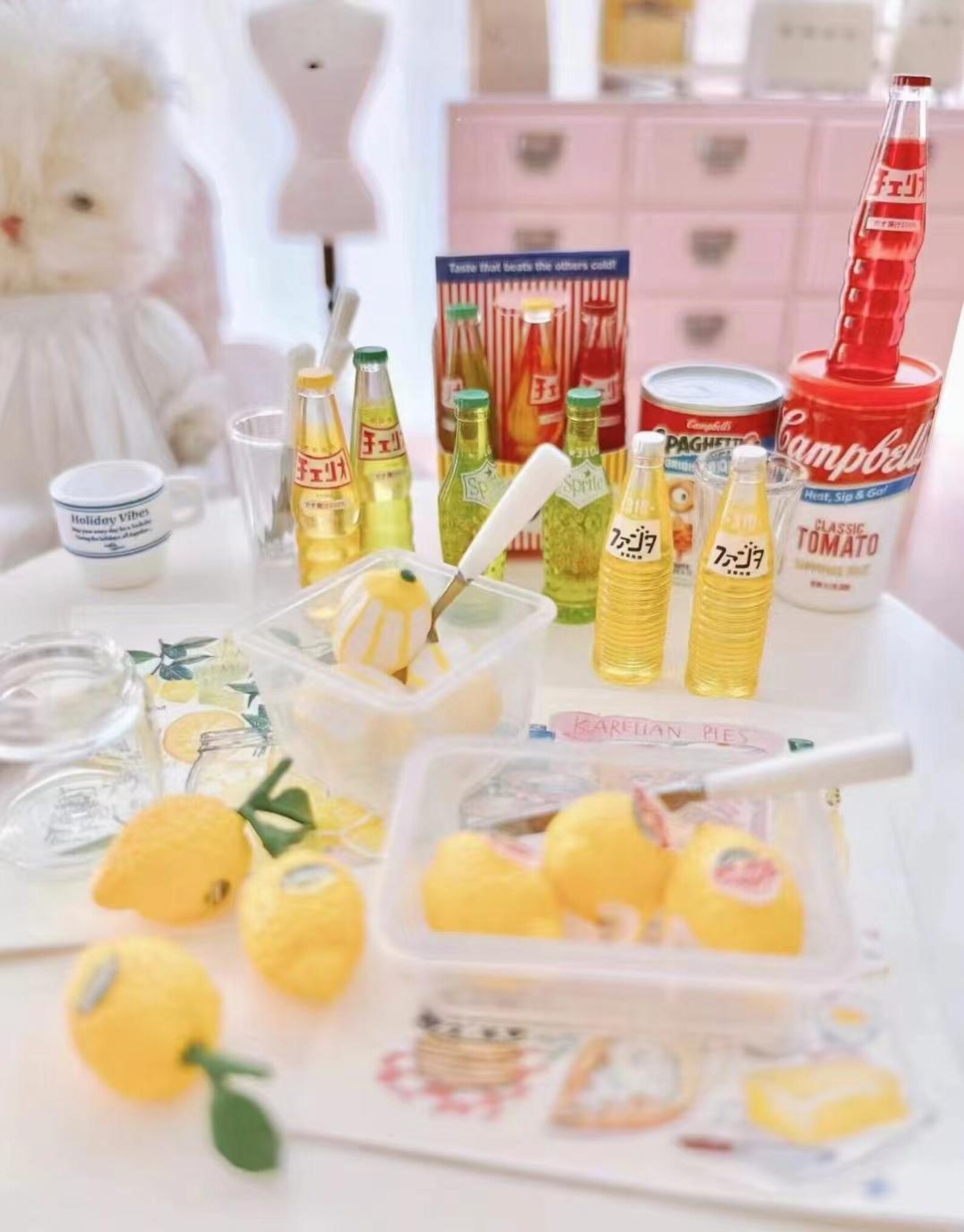 1:6 Scale Dollhouse Miniature Mini Simulation Fanta Sprite Fruit Juice ...
