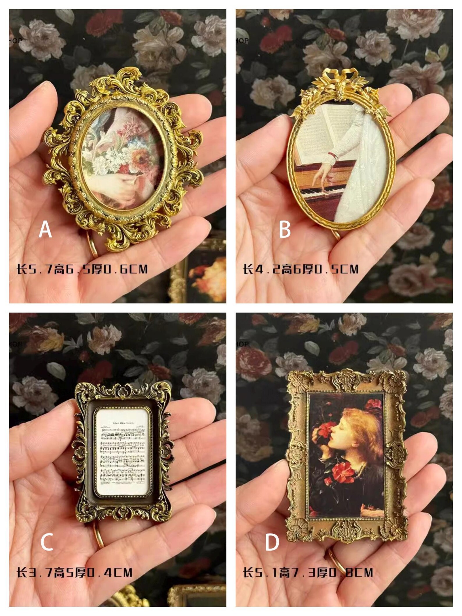 Dollhouse Miniature Golden Picture Frame, Retro Wall Decor - Etsy