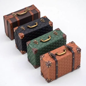 1:6 Dollhouse Miniature Mini Simulation Suitcase Retro Woven Handbag ...
