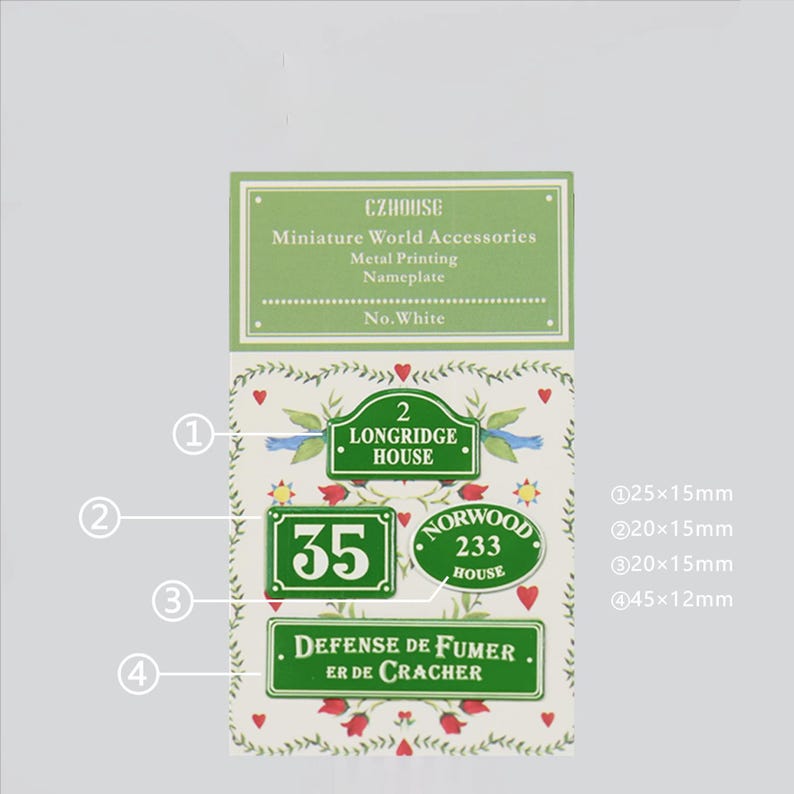 Miniature Dollhouse Number Plates, 1:6 Scale, Set of 4 - Etsy
